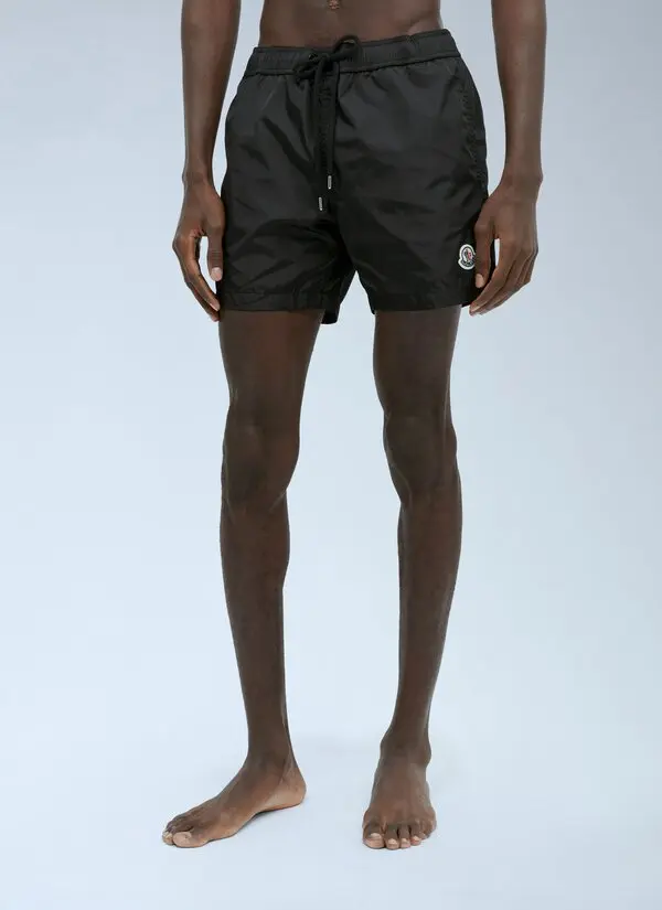 Moncler Logo Patch Swim Shorts - Black
