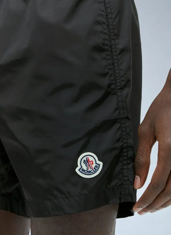 Moncler Logo Patch Swim Shorts - Black