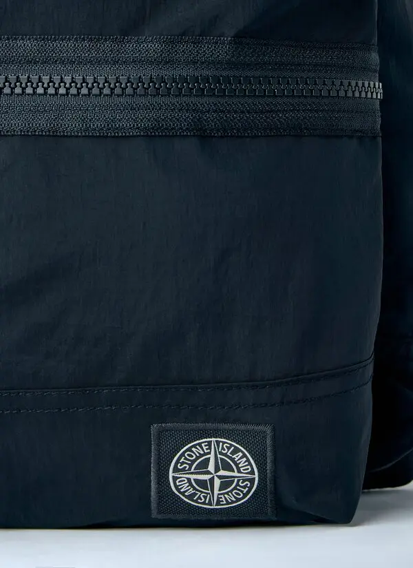 Stone Island Nylon Backpack With Front Zip Pocket - Black