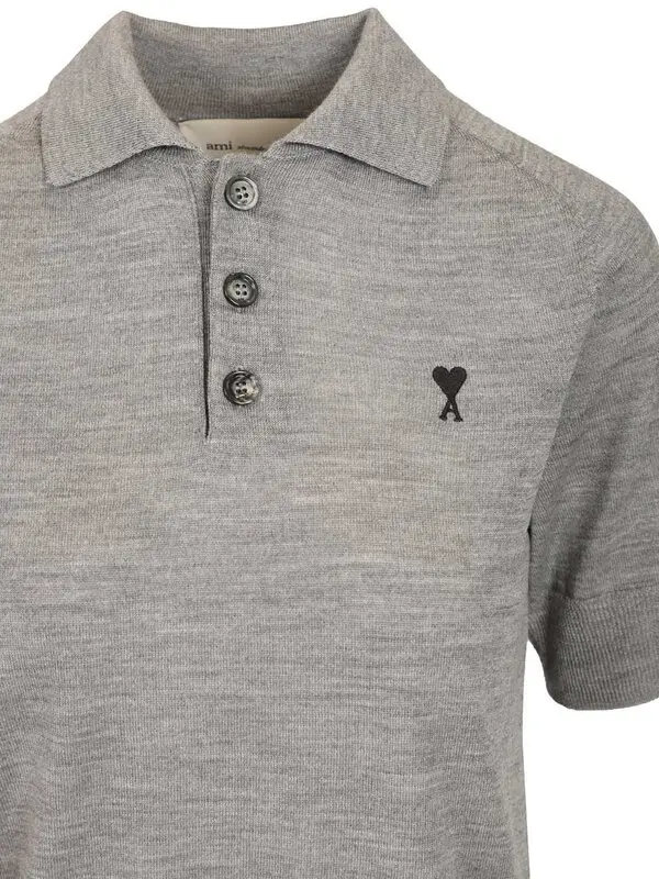 AMI Paris Short-sleeved Wool Polo Shirt