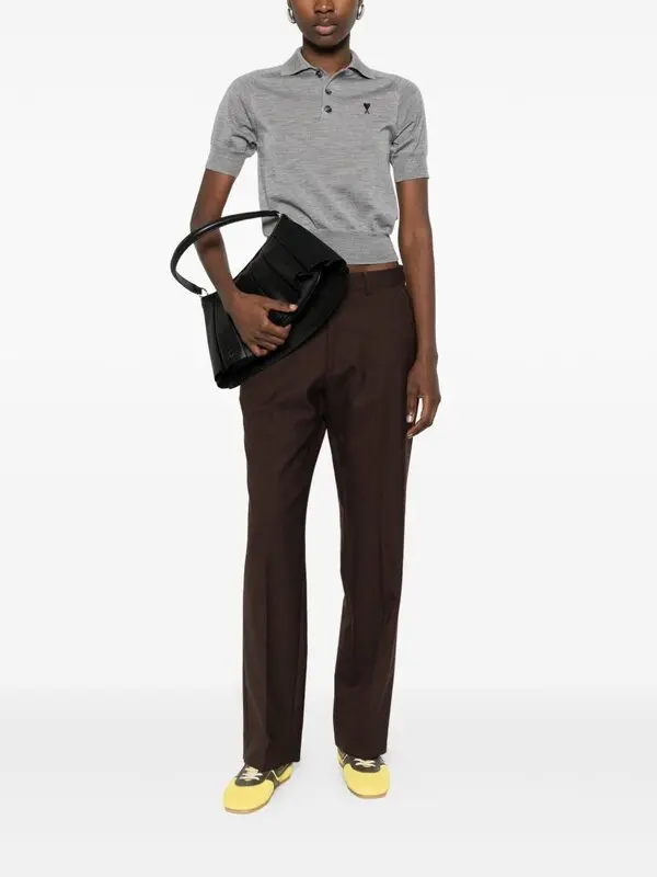 AMI Paris Short-sleeved Wool Polo Shirt