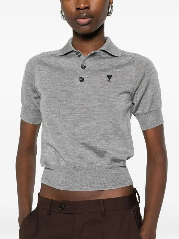 AMI Paris Short-sleeved Wool Polo Shirt