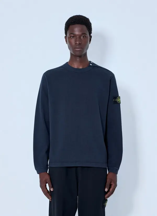 Stone Island Crewneck Sweatshirt With Sleeve Logo Patch - Blue