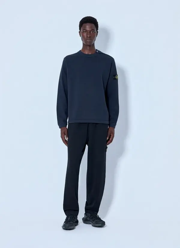 Stone Island Crewneck Sweatshirt With Sleeve Logo Patch - Blue