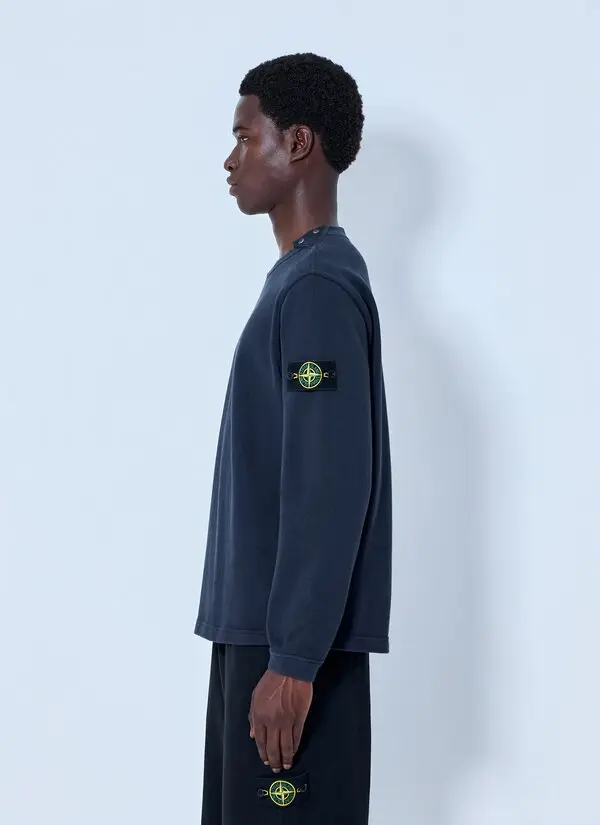 Stone Island Crewneck Sweatshirt With Sleeve Logo Patch - Blue
