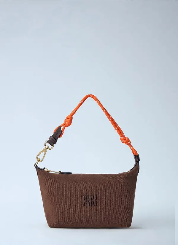 Miu Miu Gabardine Zip Handbag - Brown