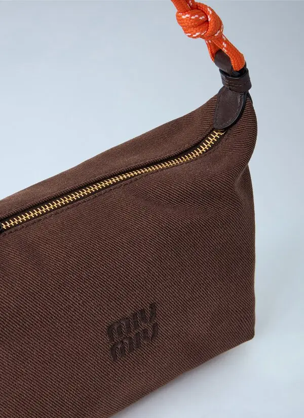 Miu Miu Gabardine Zip Handbag - Brown