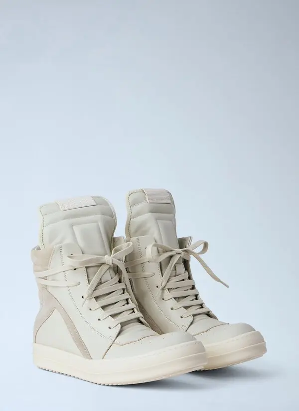 Rick Owens Geobasket High-top Leather And Suede Sneakers