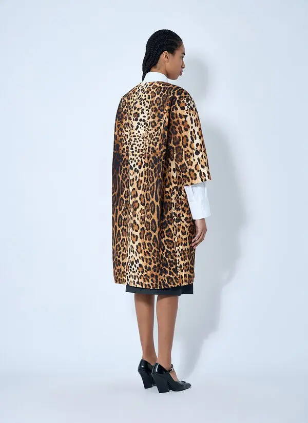 Prada Single-breasted Leopard Print Drill Coat