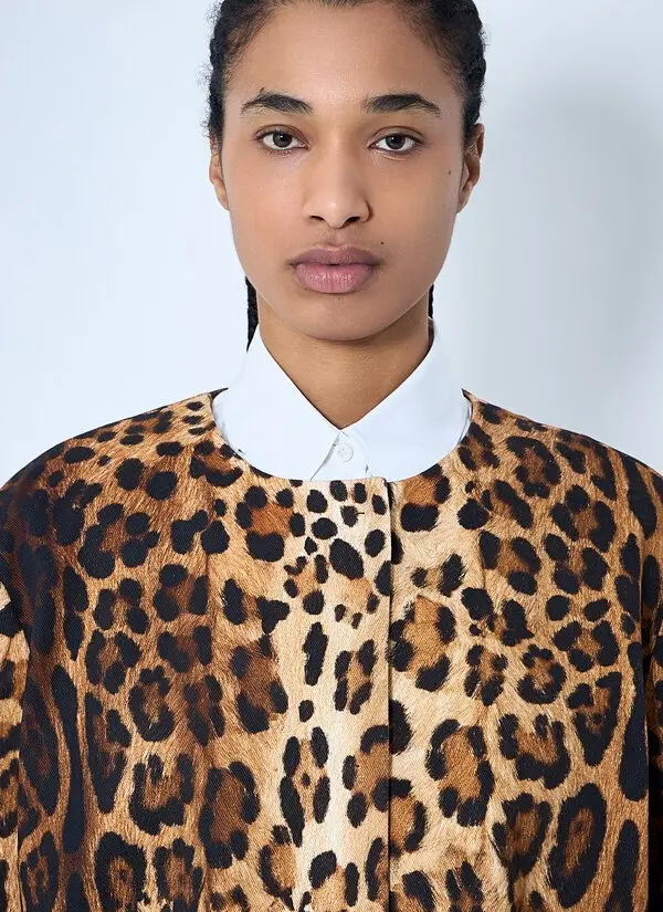 Prada Single-breasted Leopard Print Drill Coat