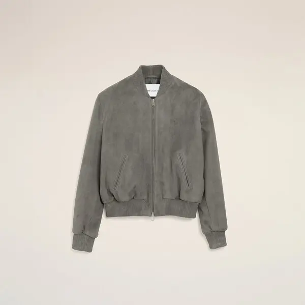 AMI Paris Goat Suede Zipped Jacket - Carbon