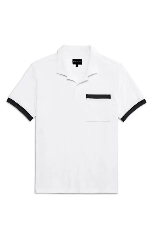 Mack Weldon Johnny Collar Terry Cloth Pocket Polo - Bright White
