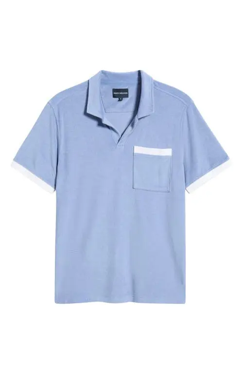 Mack Weldon Johnny Collar Terry Cloth Pocket Polo - Desert Spring