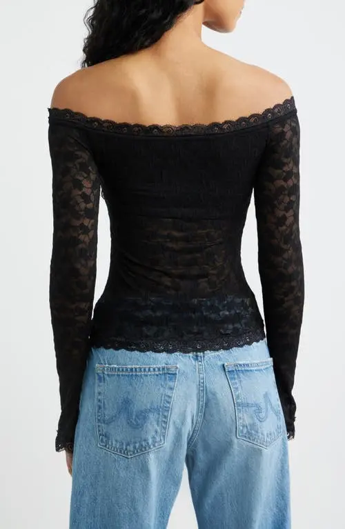 Princess Polly Mocha Pella Lace Off-the-shoulder Top
