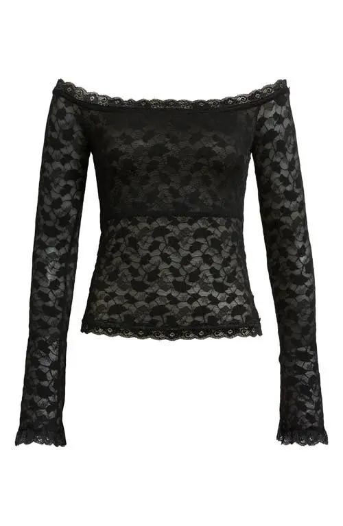 Princess Polly Mocha Pella Lace Off-the-shoulder Top