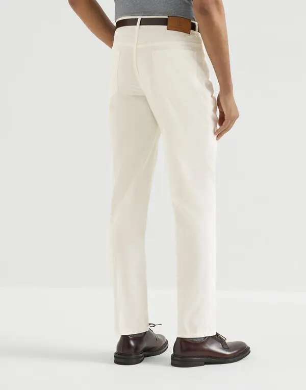 Brunello Cucinelli Garment-dyed Cotton Narrow-wale Corduroy Trousers - White