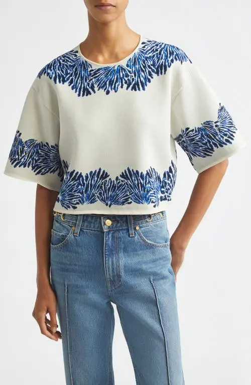 Ulla Johnson Alara Jacquard Knit Top - Ocean