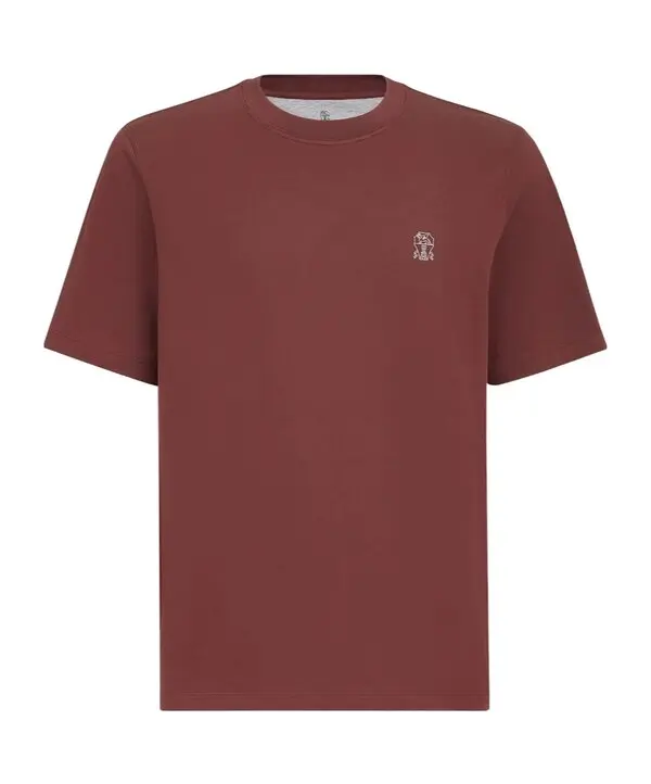 Brunello Cucinelli Cotton Jersey Crew-neck T-shirt With Logo - Red