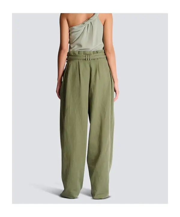 Balmain High-waisted Pleated Trousers With Detachable Tie Belt