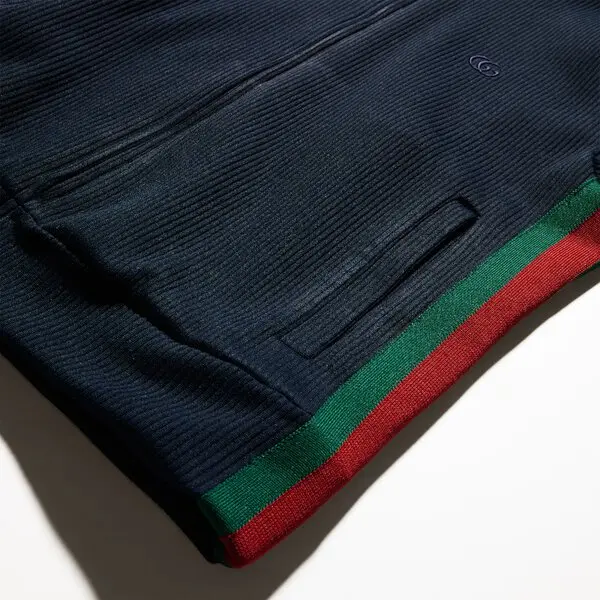 Gucci Ribbed Zip-up Sweatshirt With Double G Embroidery