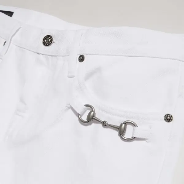 Gucci Low Rise Flare Pants With Horsebit Detail - White