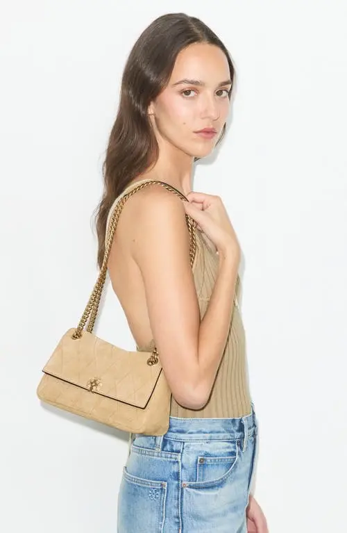 Tory Burch Charlie Quilted Suede Shoulder Bag
