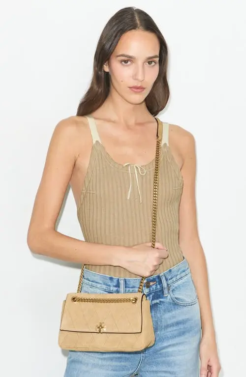 Tory Burch Charlie Quilted Suede Shoulder Bag