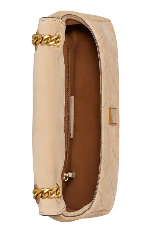 Tory Burch Charlie Quilted Suede Shoulder Bag