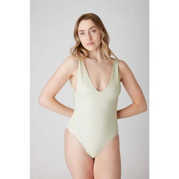 LONDRE BODYWEAR The Minimalist One-piece Swimsuit - Soft Olive Gingham