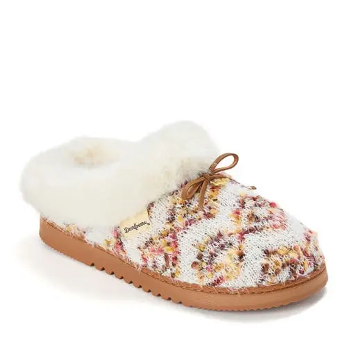 DEARFOAMS Daphne Knit Clogs With Bow Detailing - Muslin
