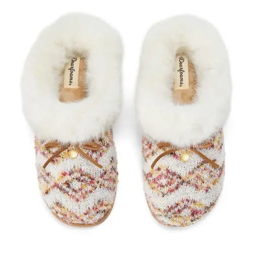 DEARFOAMS Daphne Knit Clogs With Bow Detailing - Muslin