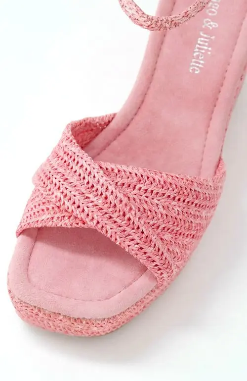 DJANGO AND JULIETTE Django & Juliette Raffia Wedge Sandals With Ankle Strap