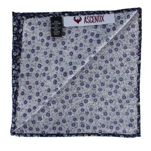 ASCENTIX Metallic Flowers And Leaves Pocket Square - Purple