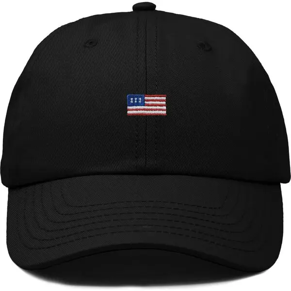 DALIX Usa Flag Embroidered Cotton Dad Hat - Black