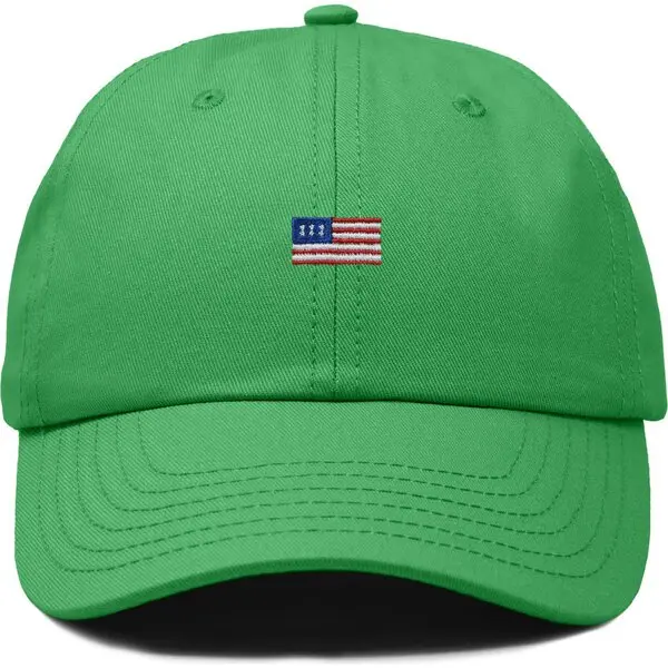 DALIX Usa Flag Embroidered Cotton Dad Hat - Olive