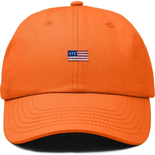 DALIX Usa Flag Embroidered Cotton Dad Hat - Orange