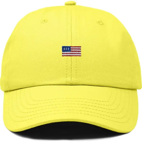 DALIX Usa Flag Embroidered Cotton Dad Hat - Yellow