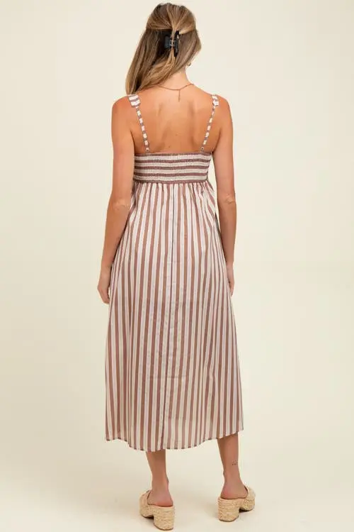 PINKBLUSH Striped Sleeveless Midi Dress