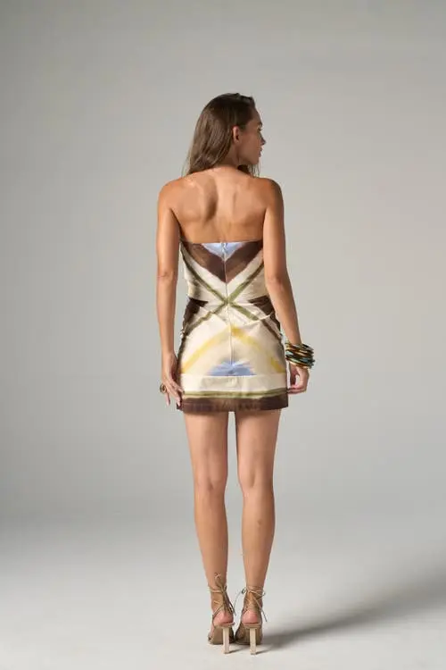 JBQ Sofia Strapless Mini Dress - Blue Multi