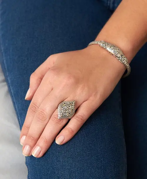 DEVATA Sterling And 18k Gold Dragon Skin Ring