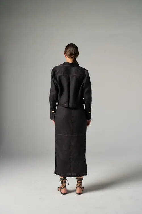 JBQ Reese Linen Midi Skirt