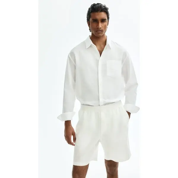H&M Relaxed Fit Linen Shorts - White
