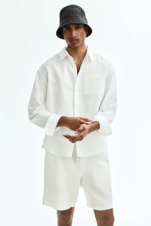 H&M Relaxed Fit Linen Shorts - White