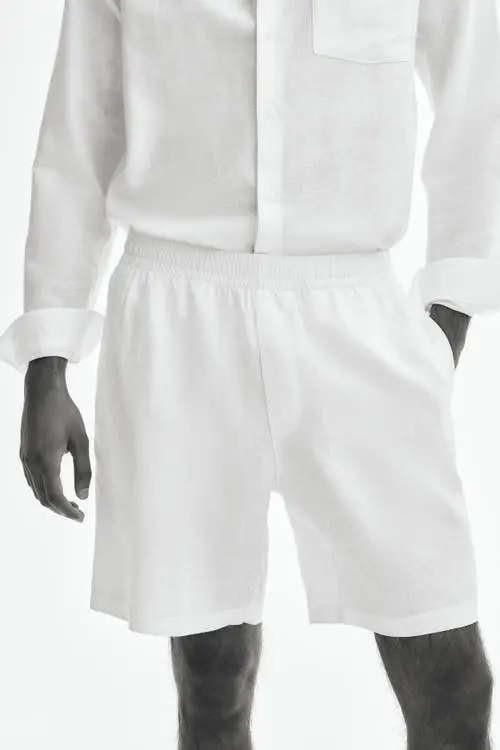 H&M Relaxed Fit Linen Shorts - White
