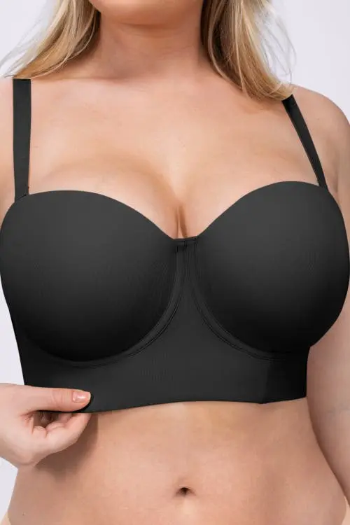 SHAPELLX Strapless Convertible Underwire Bra Full Coverage - Black