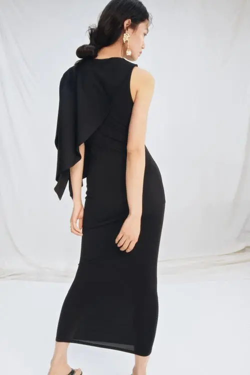 H&m Asymmetric Cape-detail Maxi Dress