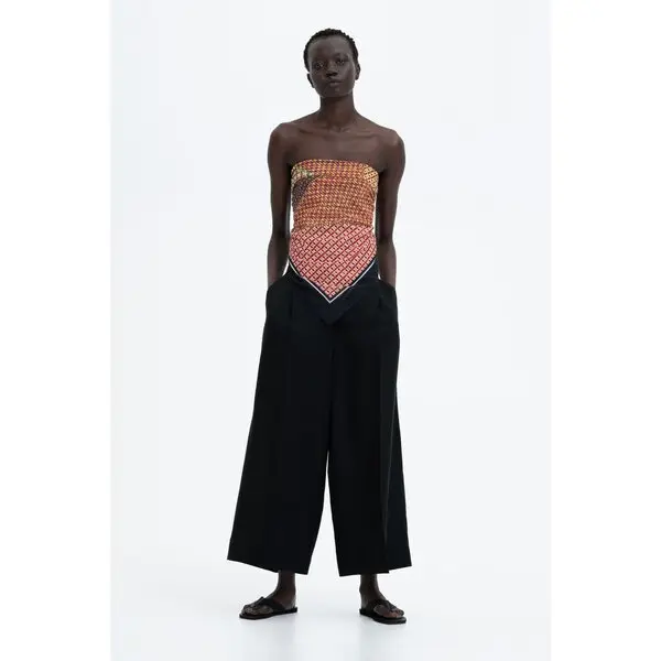 H&m Ankle-length Wide Leg Trousers - Black