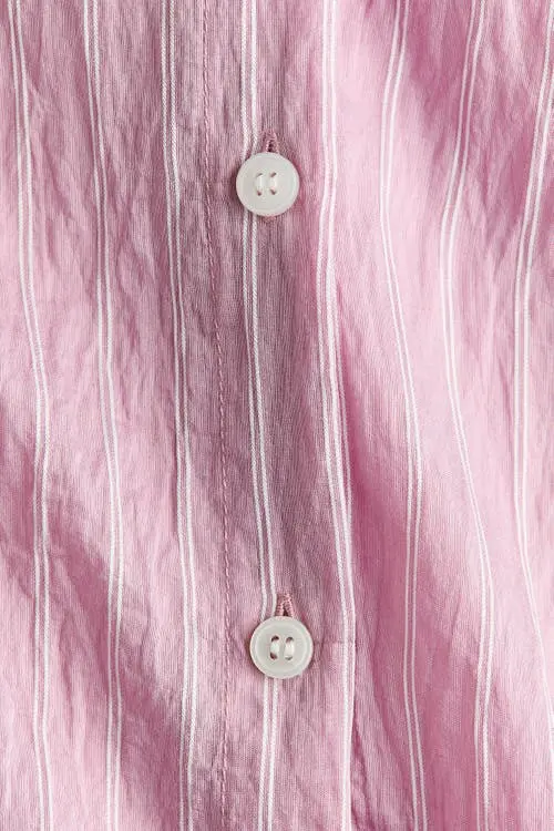 H&m Scarf Collar Shirt In Lyocell Blend - Pink/striped