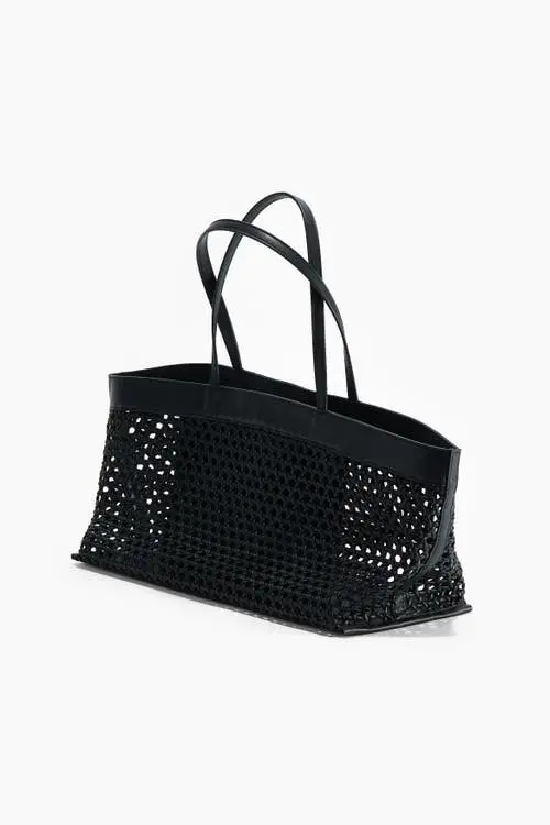 H&m Lattice-weave Shopper With Metal Hook Fastening