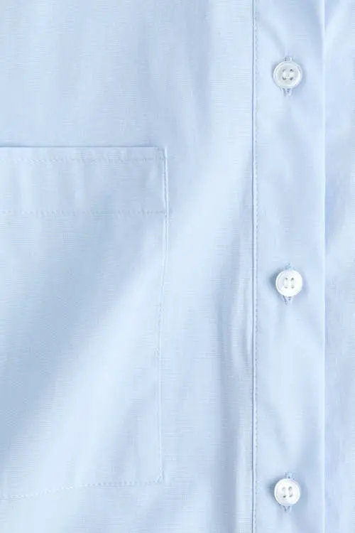 H&m Relaxed-fit Cotton Poplin Shirt With Contrast Collar Detail